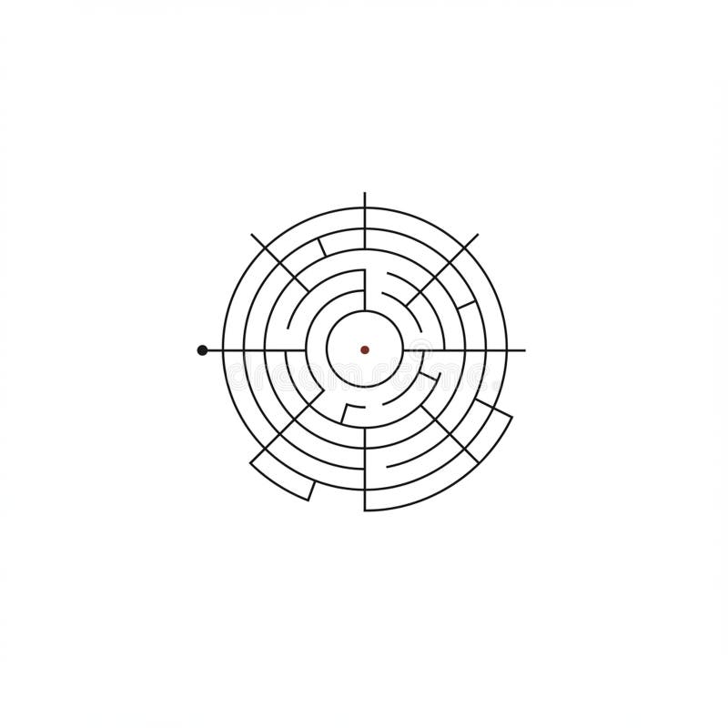 A Circular Maze Design with Concentric Rings and Black Lines Creating ...