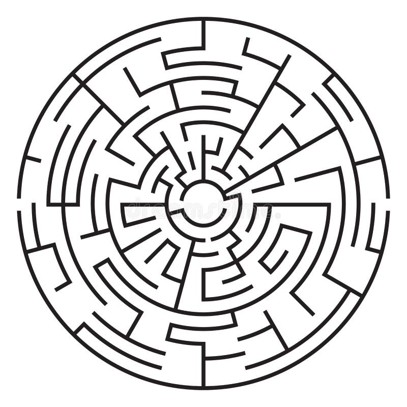 Circular Maze Isolated on White Background. Medium Stock Illustration ...