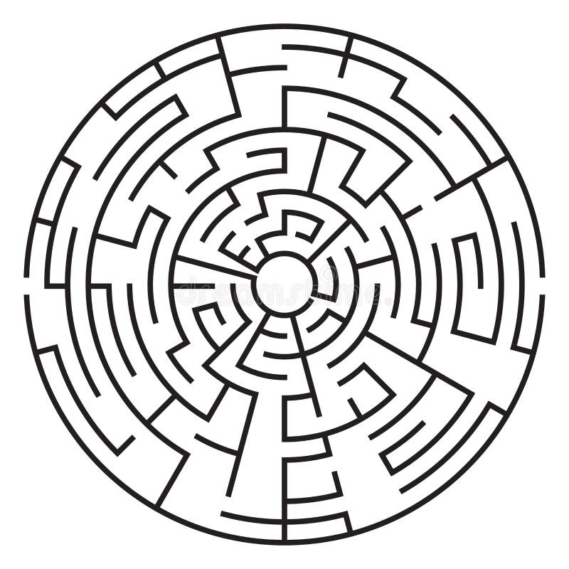 Circular Maze Isolated on White Background. Medium Stock Illustration ...