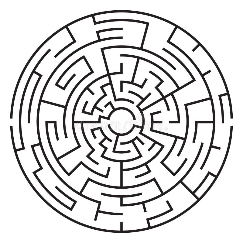 Circular Maze Isolated on White Background. Medium Stock Illustration ...