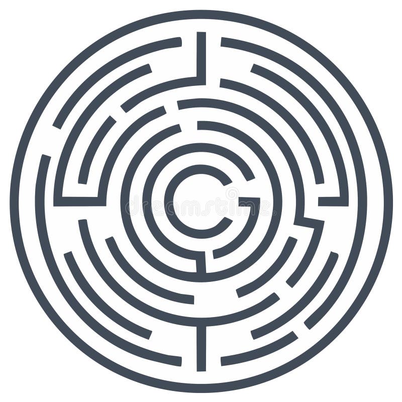 Circular Maze Labyrinth Icon for Challenge Solution and Strategy ...