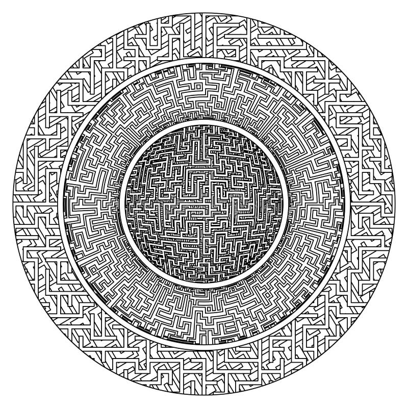 Circular Maze Pattern Illustration. Futuristic Technology Abstract ...
