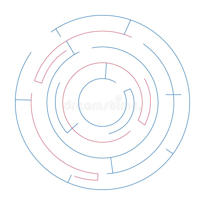 Circular Maze Puzzle with Paths 2D Cartoon Object Stock Vector ...