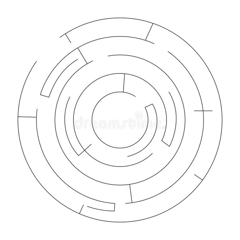 Circular Maze Puzzle with Paths 2D Line Object Stock Illustration ...