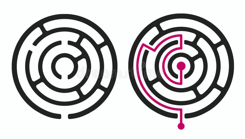 Circular Maze with Solution Path Stock Vector - Illustration of simple ... Circular Maze with Solution Path Stock Vector - Illustration of simple ...
