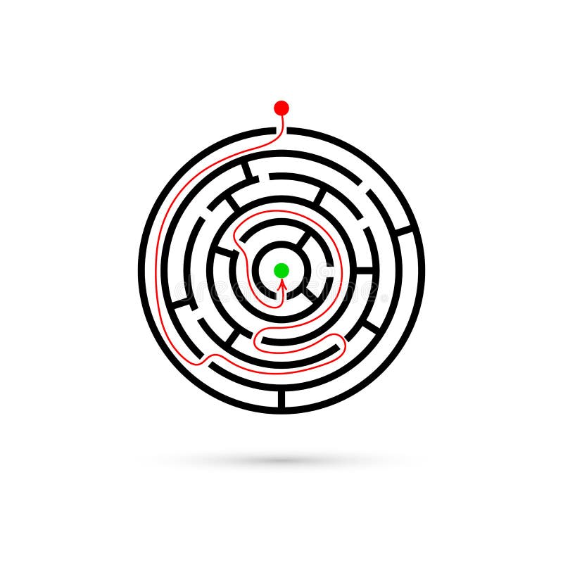 Circular Maze with Way To Center. Business Confusion and Solution ...