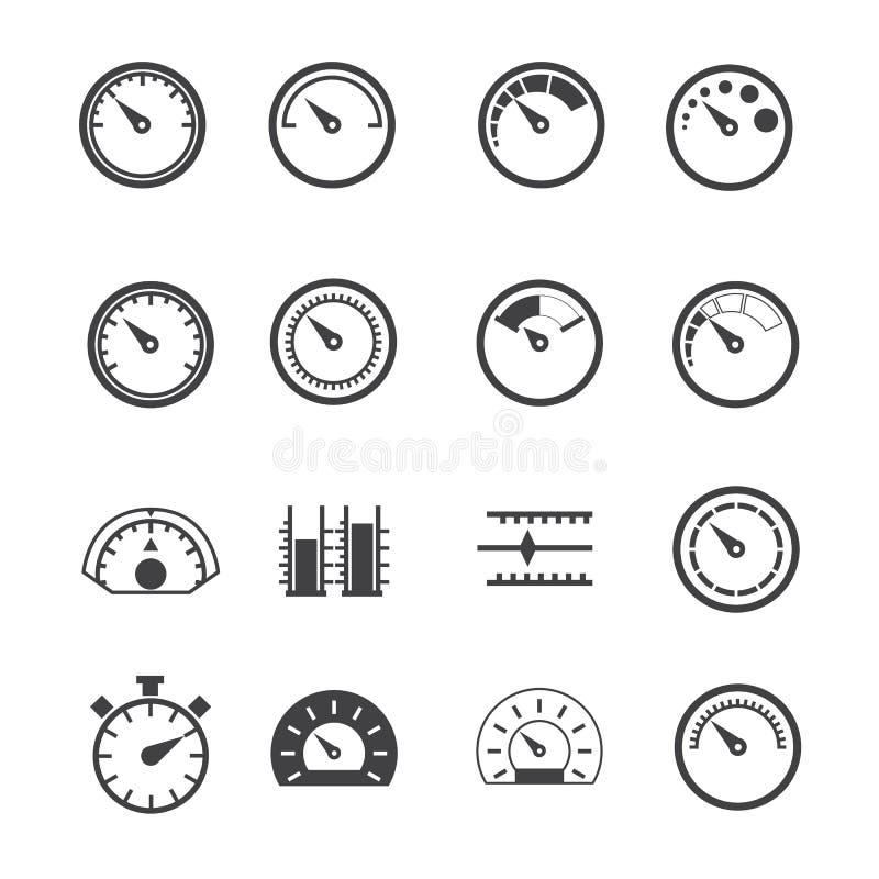 Circular Measurement Meter Icons Set Stock Vector - Illustration of ...