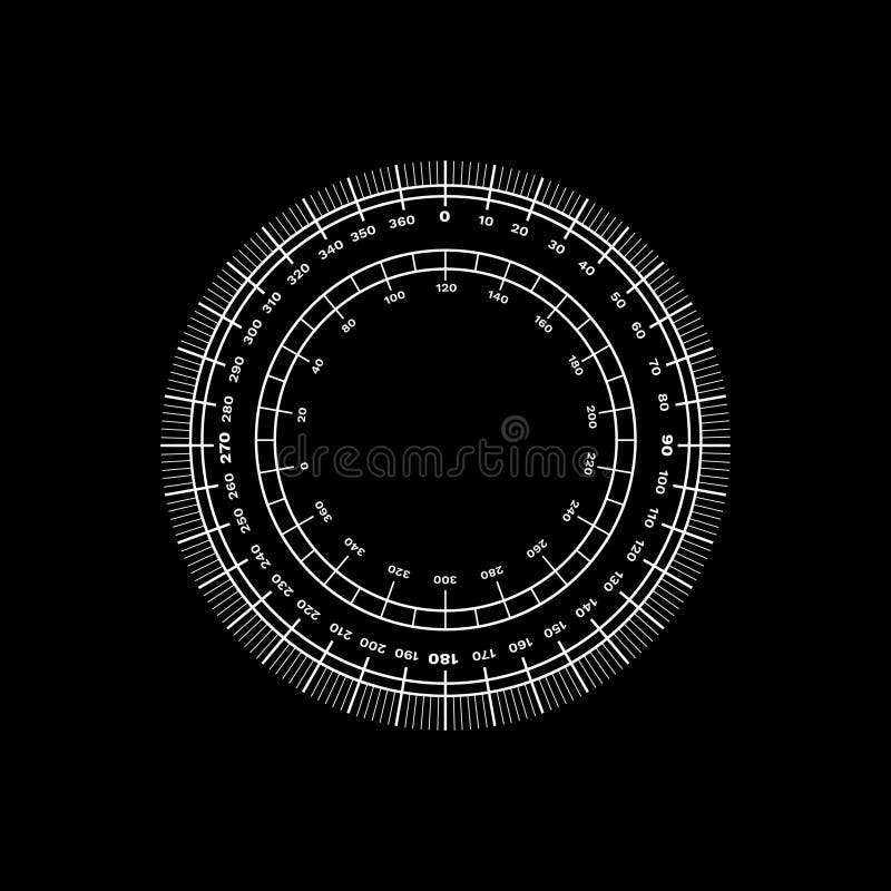 Circular Measuring Scale with Radial Tick Marks and Numeric Indicators ...