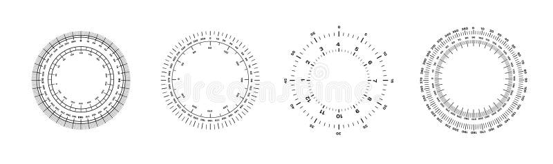 Circular Measuring Scales Featuring Detailed Radial Tick Marks and ...