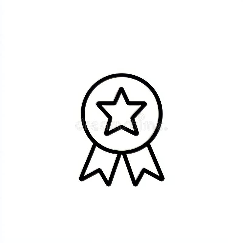 Circular Medal Presented in Minimalist Style and Complemented by a Star ...
