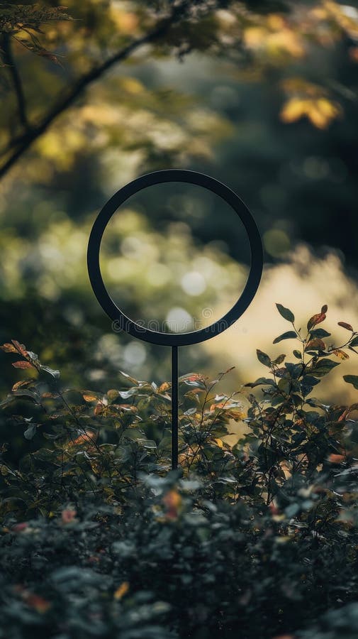 Circular Metal Sculpture in a Lush Garden Setting Stock Image - Image ...