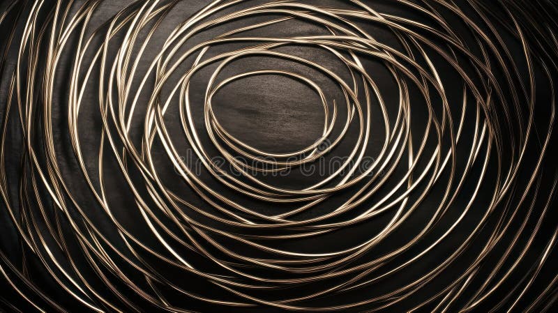 Circular Metal Wire Pattern on Dark Background Emphasizing Abstract ...