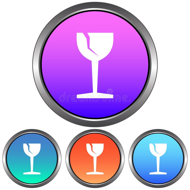 Circular, Metallic Fragile Symbol White Icon. Four Color Gradient ...