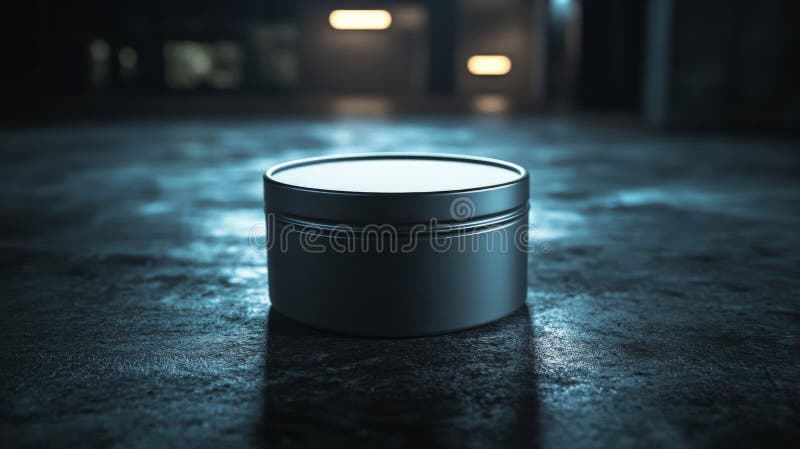 Circular Metallic Podium with Spotlight on a Shiny Blue Concrete ...