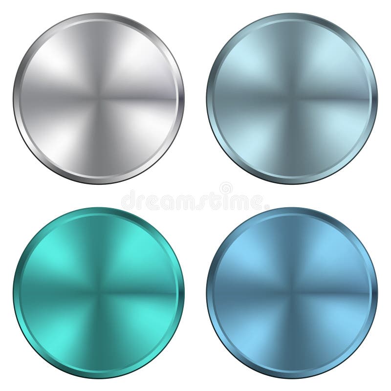 Circular Metallic Vector Plates. Stock Vector - Illustration of button ...