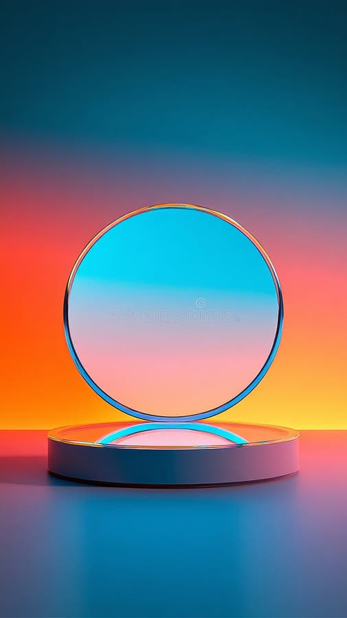 Circular Mirror with Colorful Gradient Background, Abstract Concept ...