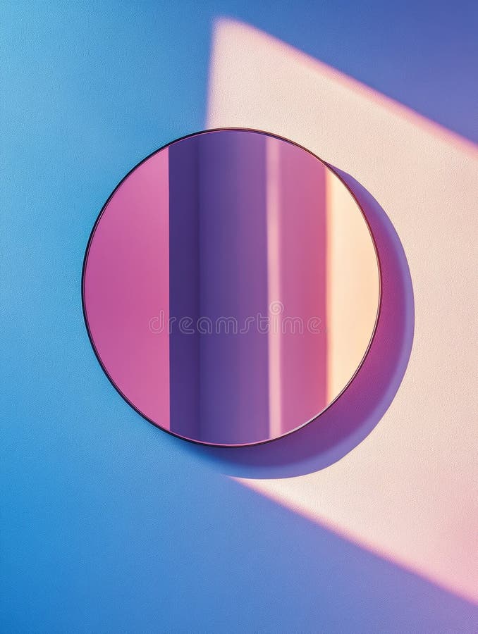 Circular Mirror with Colorful Gradient Reflection. Stock Image - Image ...