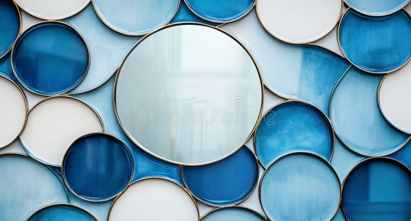 Circular Mirrors Reflecting Light in a Contemporary Blue-themed ...