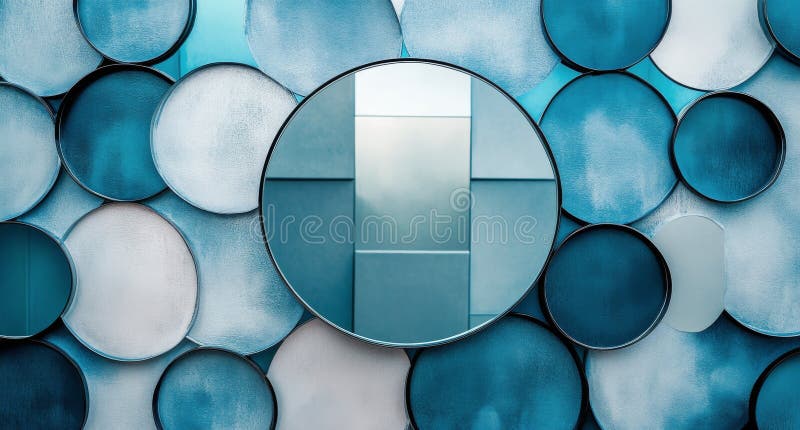 Circular Mirrors Reflecting Light in a Contemporary Blue-themed ...