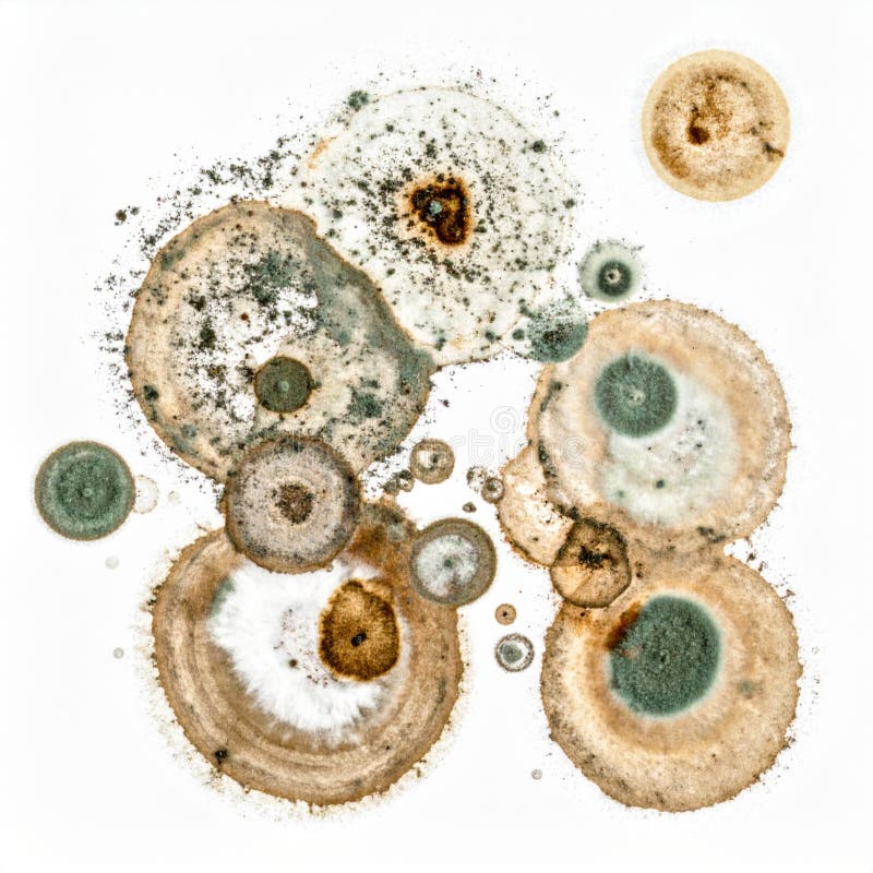 Circular Mold Colony Growth on White Background Stock Illustration ...