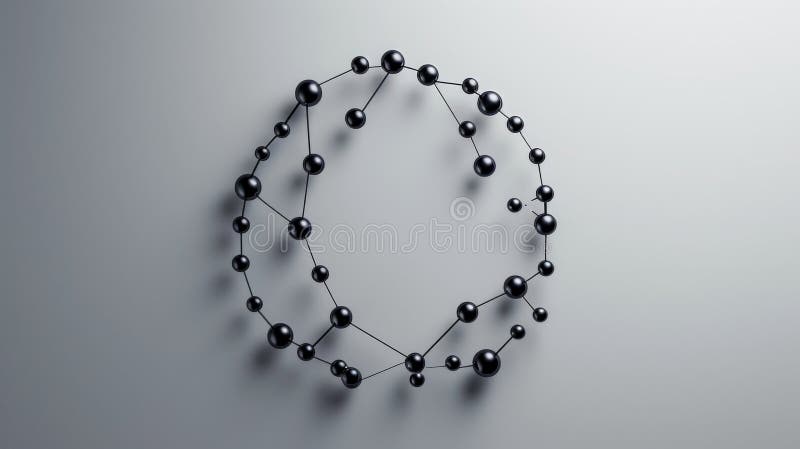 Circular Molecular Structure with Black Spheres and Connections Stock ...