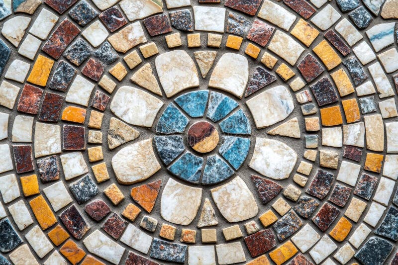 Circular Mosaic Tile Pattern with a Flower Design Stock Photo - Image ...