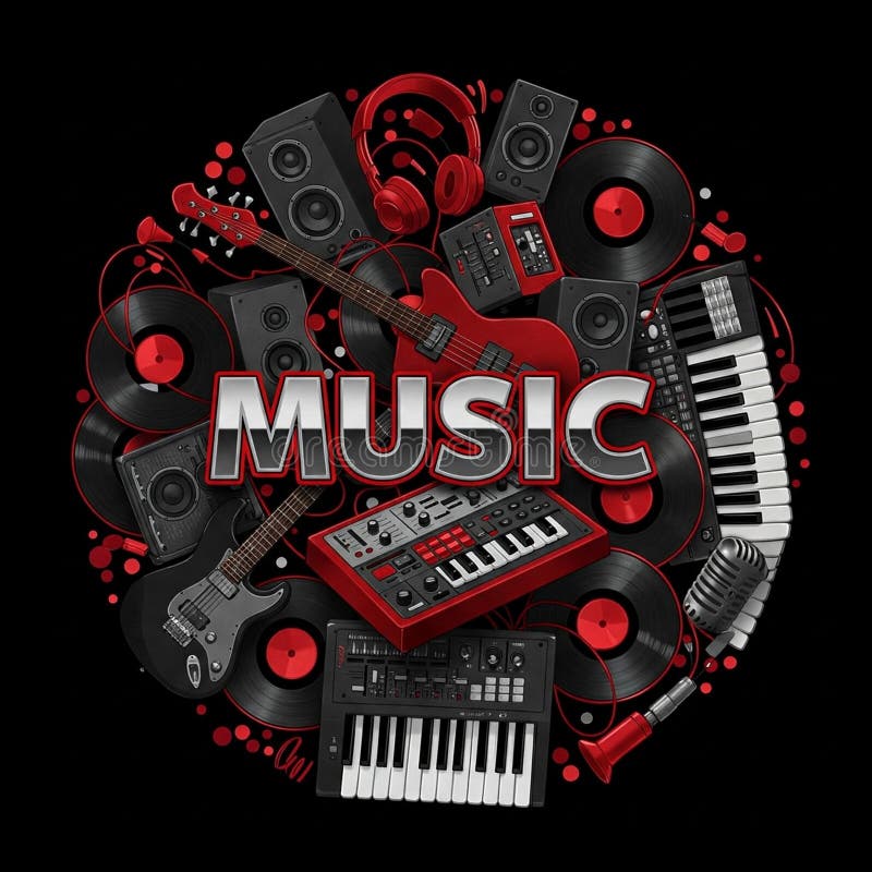 Circular Music Design with Instruments and Silver Word Stock ...