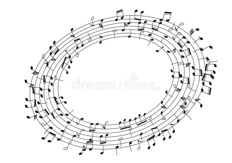 Circular Musical Staff with Notes in Spiral Design Stock Vector ...