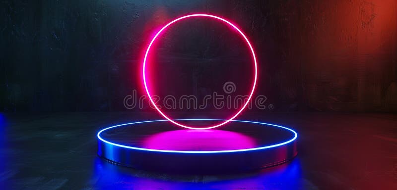 A Circular Neon Light on a Black Background Stock Image - Image of blue ...