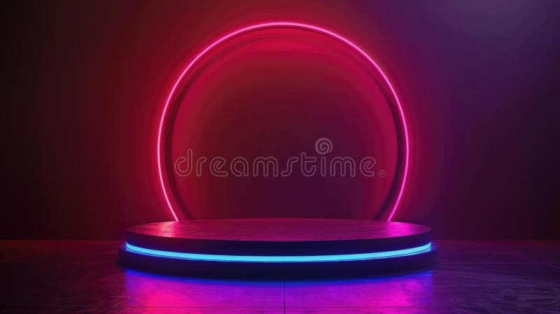 Circular Neon Light in Darkness Stock Image - Image of isolated ...