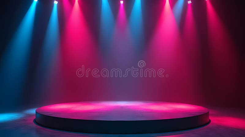Circular Neon-Lit Stage with Contrasting Beams Stock Image - Image of ...