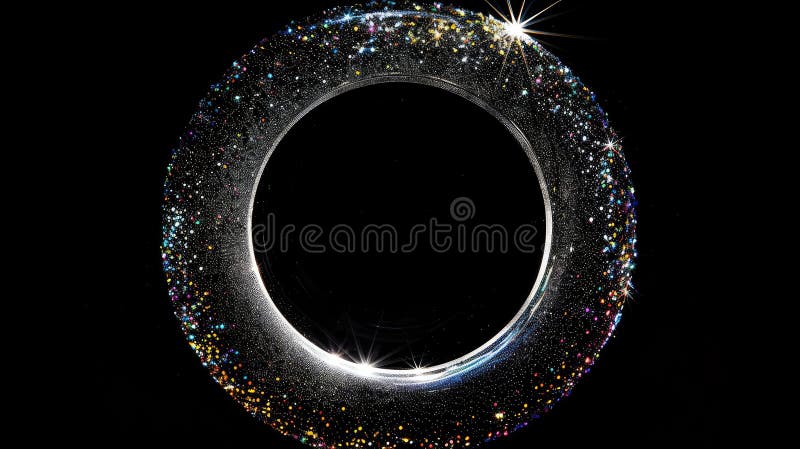 Circular Object with Colored Glitter in Stark Black-and-White ...