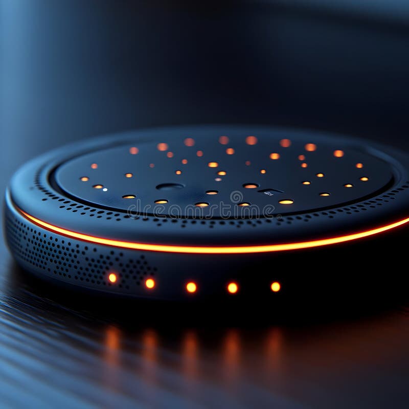 Circular Object with Orange Lights 3D Render Stock Illustration ...