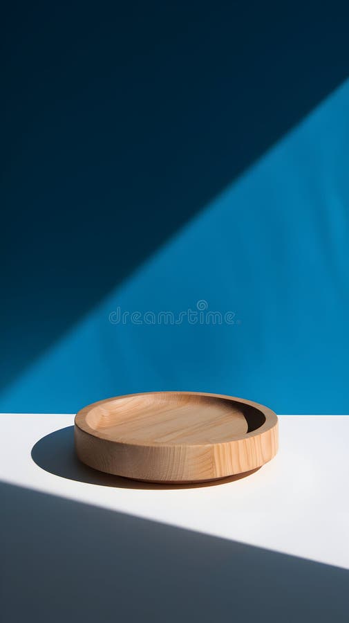Circular Object on White Surface, Vibrant Blue Backdrop Highlights ...