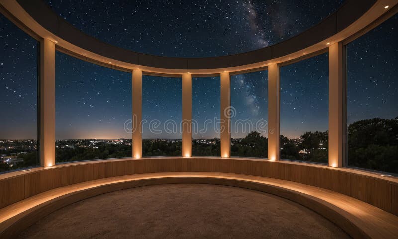 Circular Observation Deck with Curved Ceiling and Six Illuminated ...