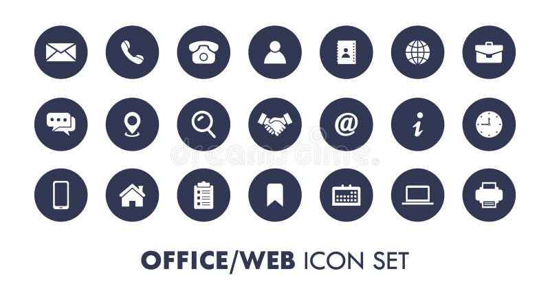 Circular Office Web Essential Vector Icon Collection Stock Vector ...