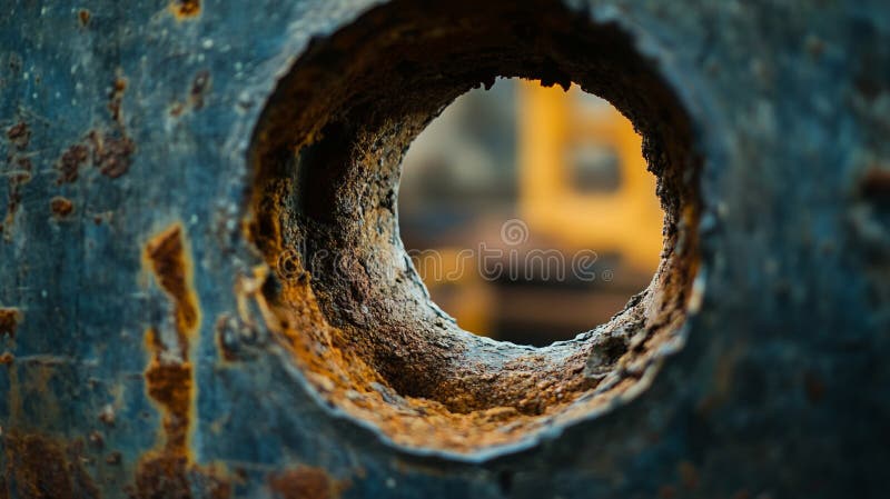 Close-up View of a Rusty Circular Opening in a Weathered Metal Surface ...