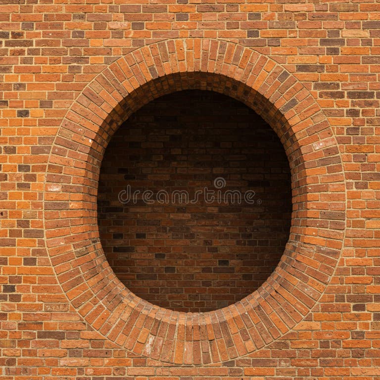 A Circular Opening is Set within a Wall Made of Reddish-brown Bricks ...