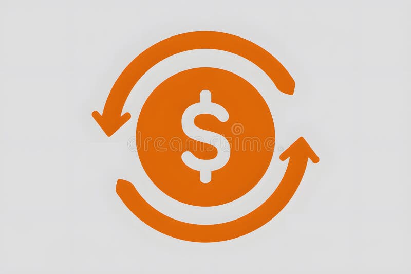 Circular Orange Icon with Dollar Sign, Clockwise and Counterclockwise ...