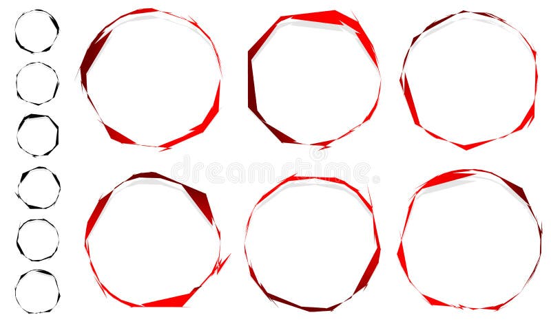 Circular Painted Circles. Grungy, Textured Circle Set Stock Vector ...