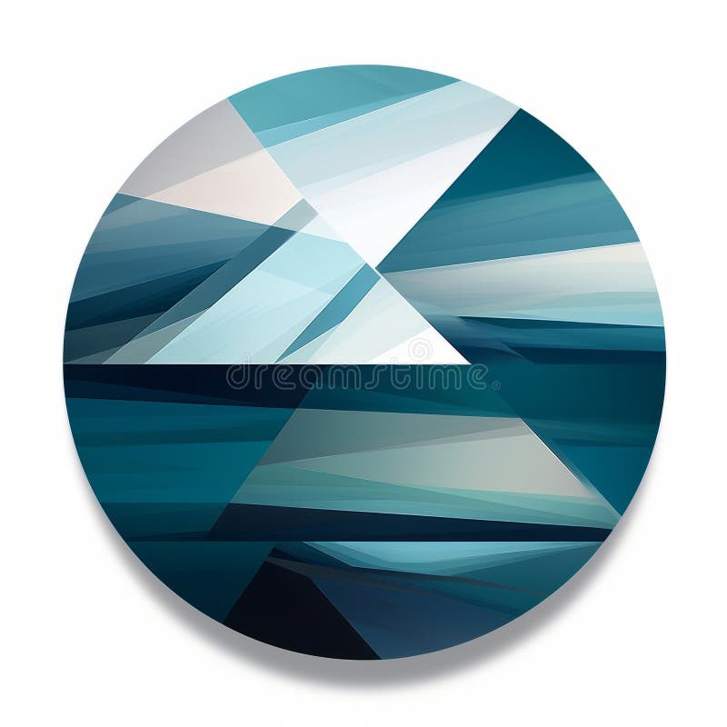 A Circular Painting with Blue and White Shapes Stock Illustration ...