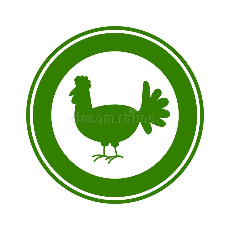 Circular Panel with Green Free-range Chicken on White Background ...