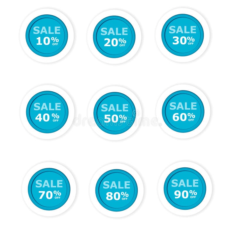 Circular Paper Labels Blue Discount Stock Illustration - Illustration ...