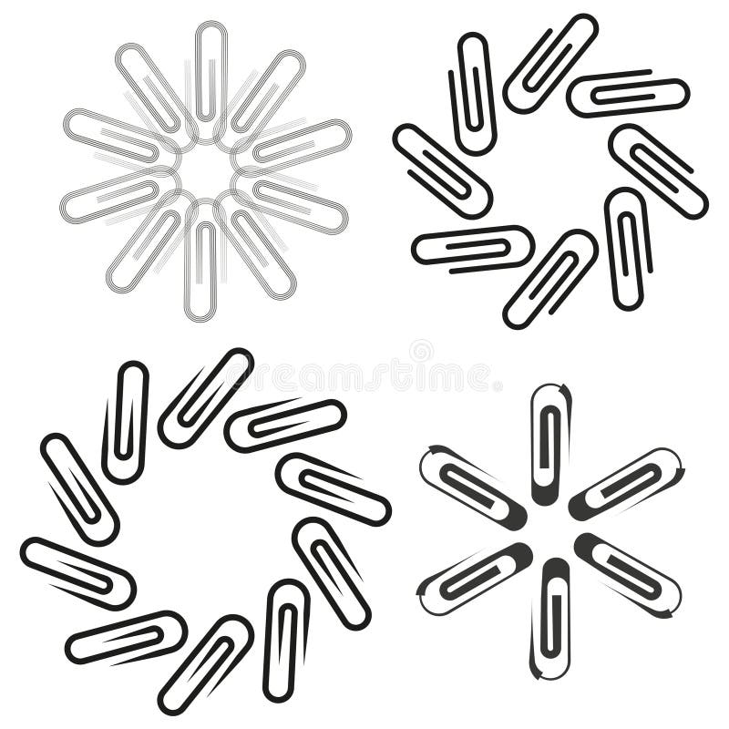 Circular Paperclip Patterns. Office Supply Design Elements. Vector ...