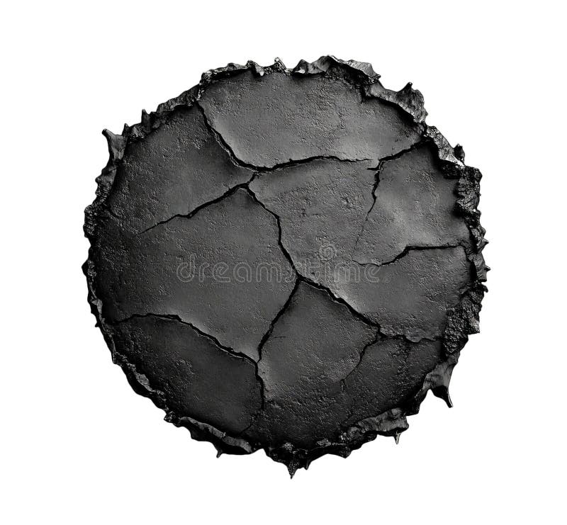 A Circular Patch of Black with a Cracked, Distressed Texture is Shown ...