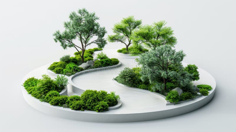 A Circular Patch of Green Foliage and Winding Pathway Surrounded by ...