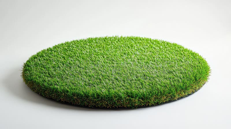 Circular Patch of Lush Green Artificial Turf on Light Grey Surface ...