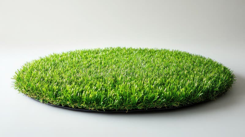 Circular Patch of Lush Green Artificial Turf on Light Grey Surface ...