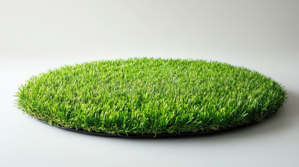 Circular Patch of Lush Green Artificial Turf on Light Grey Surface ...