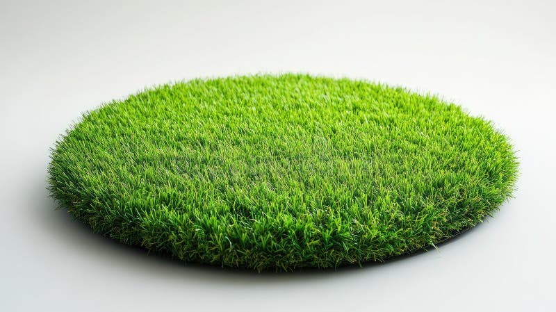 Circular Patch of Lush Green Artificial Turf on Light Grey Surface ...
